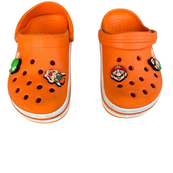 CROCS | Shoes | Crocs Kids Orange Comfy Shoes Mario Jibbitz For Play ...